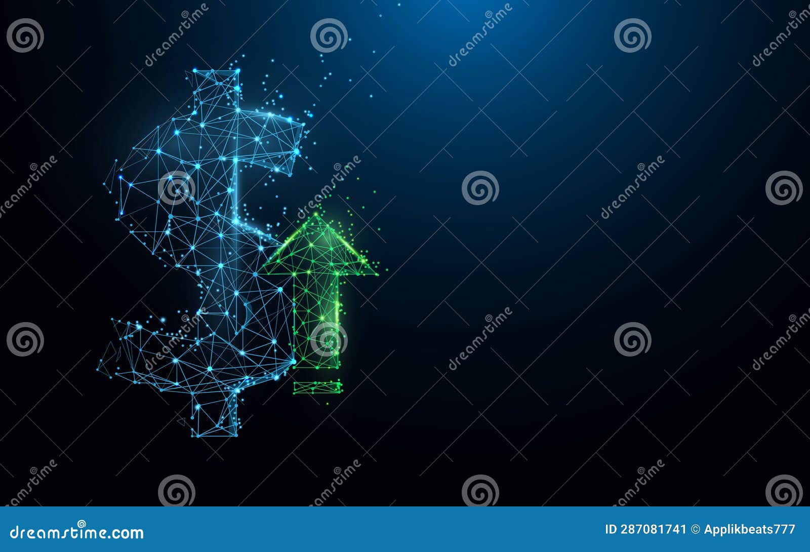 Dollar Sign Growing Up from Lines, Triangles and Particle Style Design ...