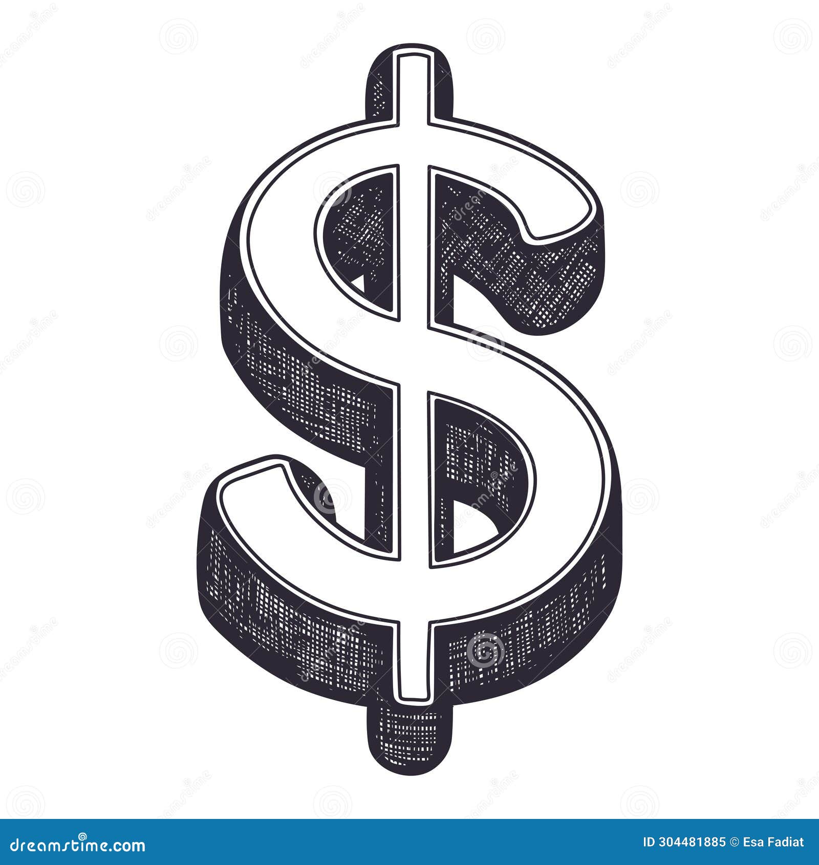 Dollar Sign. Hand Drawn Sketch Style. Vector Illustration Isolated on ...