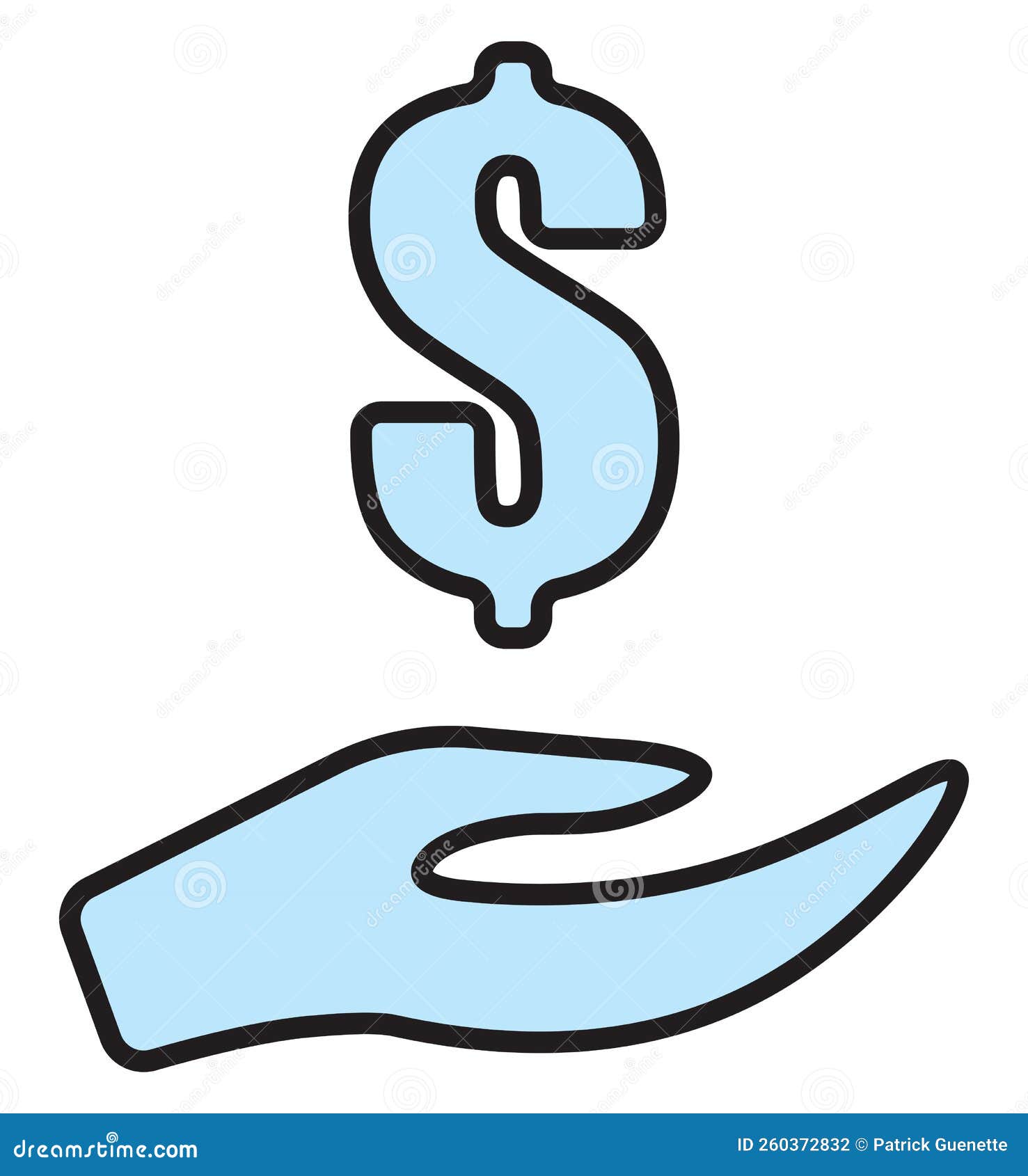 Dollar sign on hand, icon stock vector. Illustration of vector - 260372832