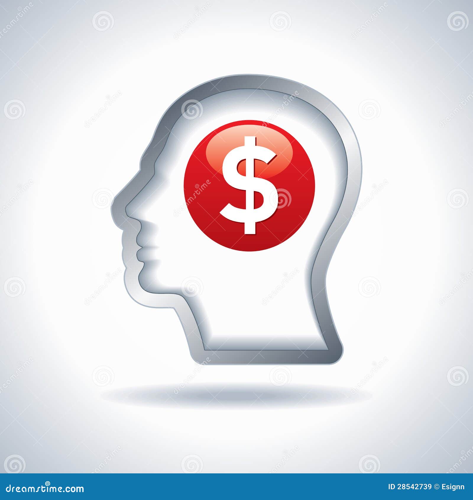 Dollar Sign in a Head Thinking Money Stock Vector - Illustration of ...