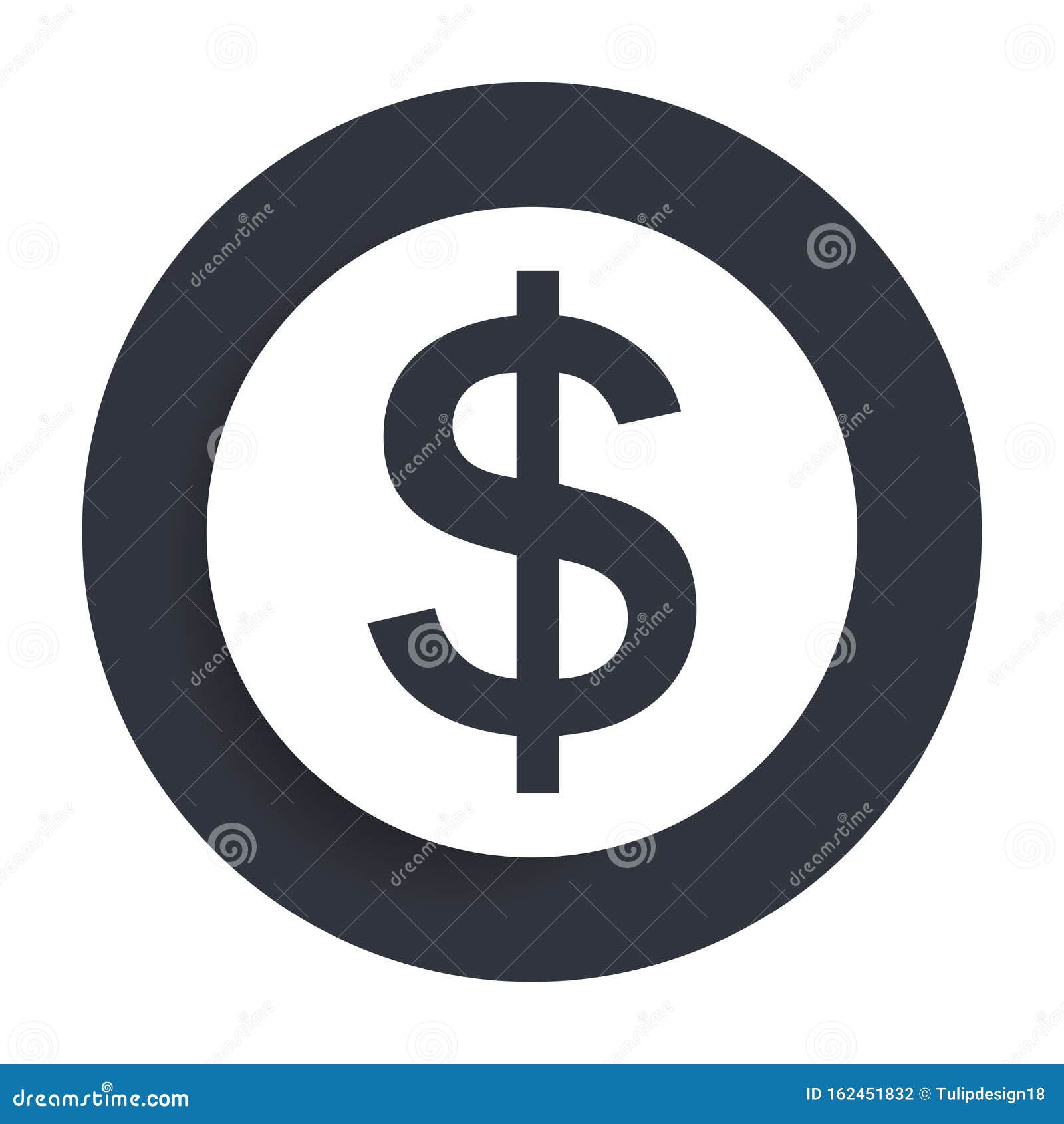 Dollar Sign Icon Flat Vector Round Button Clean Black and White Design ...