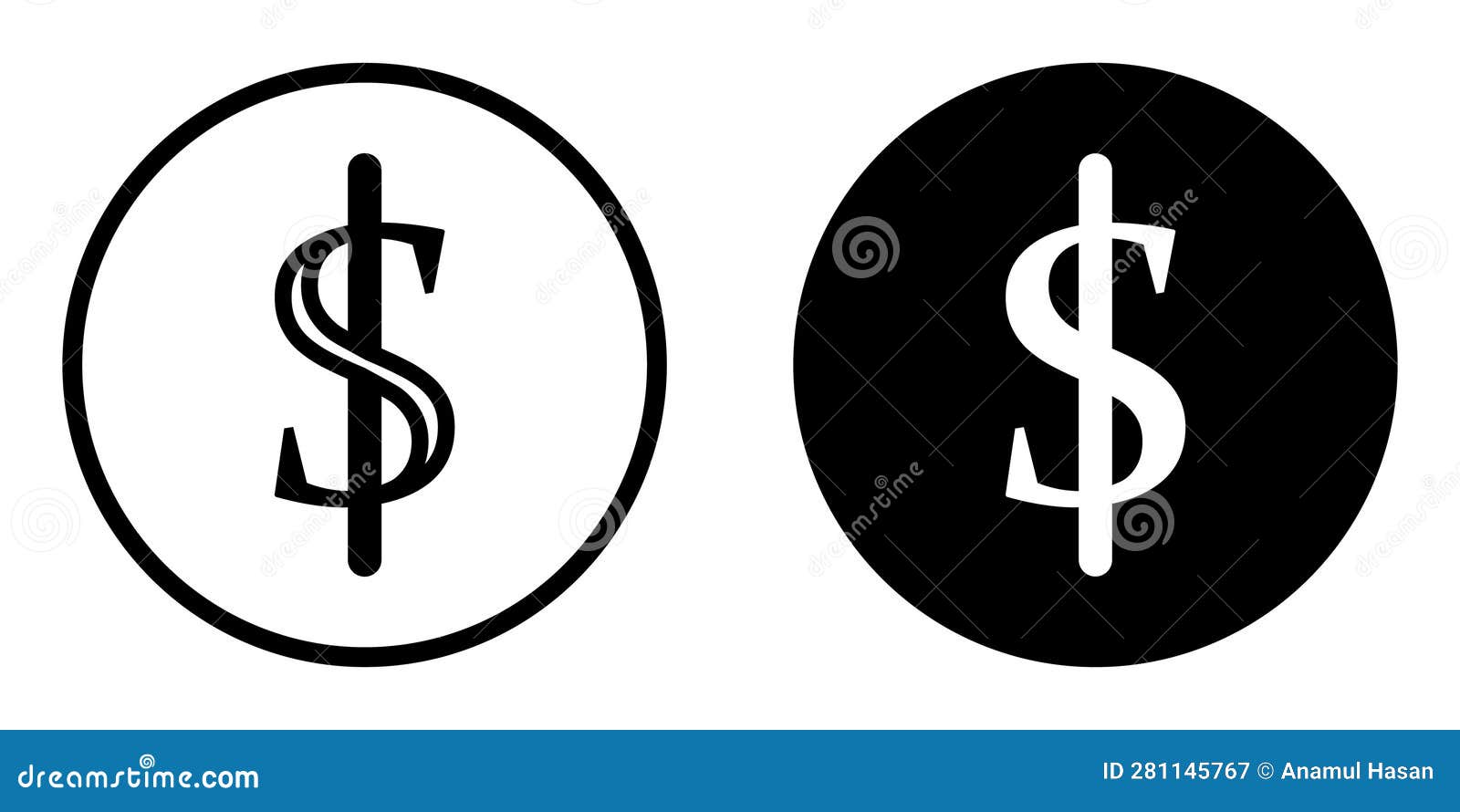 Dollar Sign Icon Sheet, Simple Trendy Flat Style Line and Solid ...