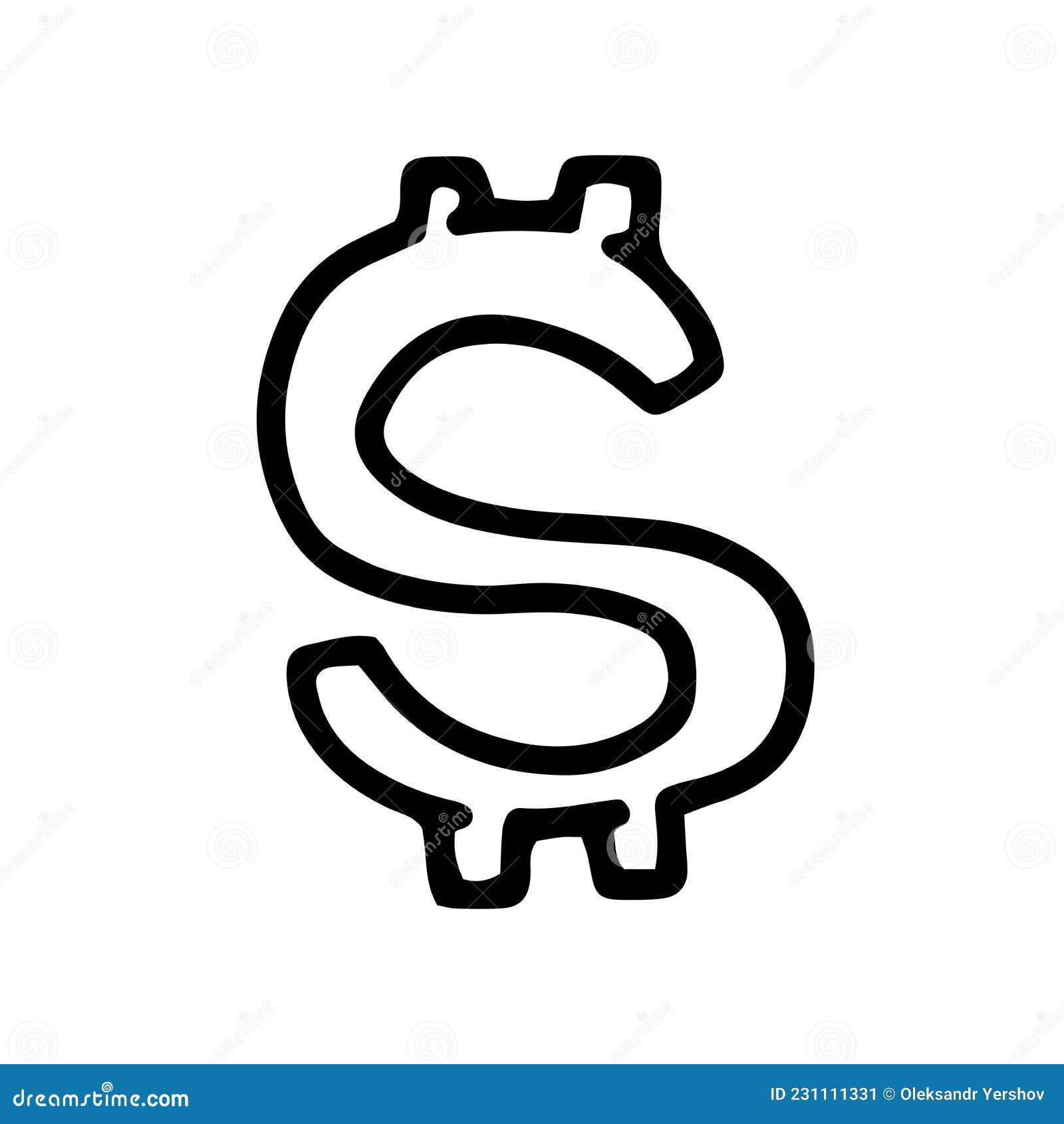 Dollar Sign Line Vector Doodle Simple Icon Stock Vector - Illustration ...