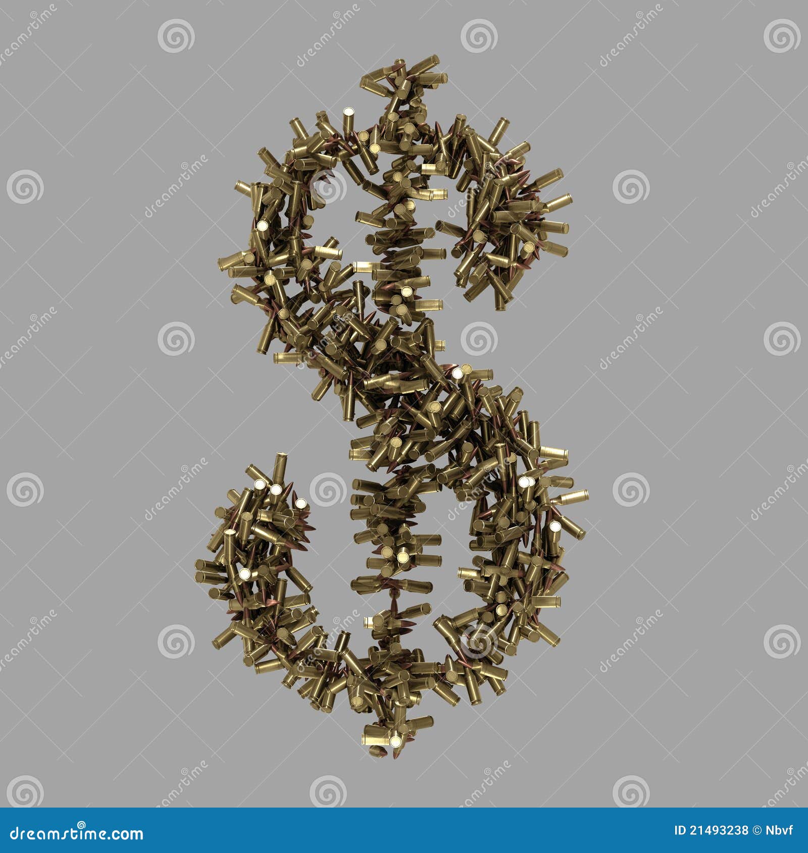 Dollar Sign Made of Bullets Stock Illustration - Illustration of ...