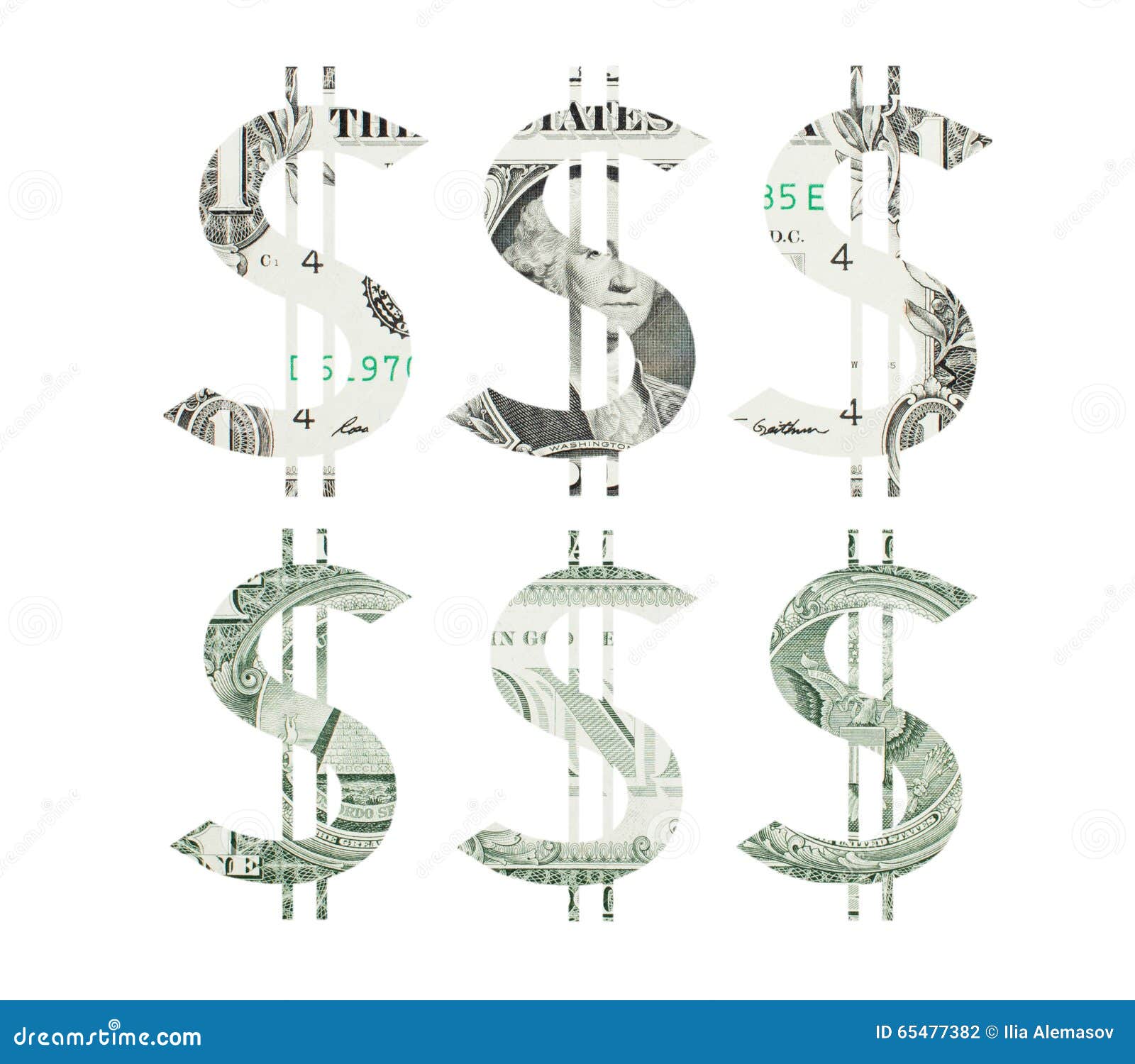 Dollar Sign Made of Cut One Dollar Bill Stock Illustration ...