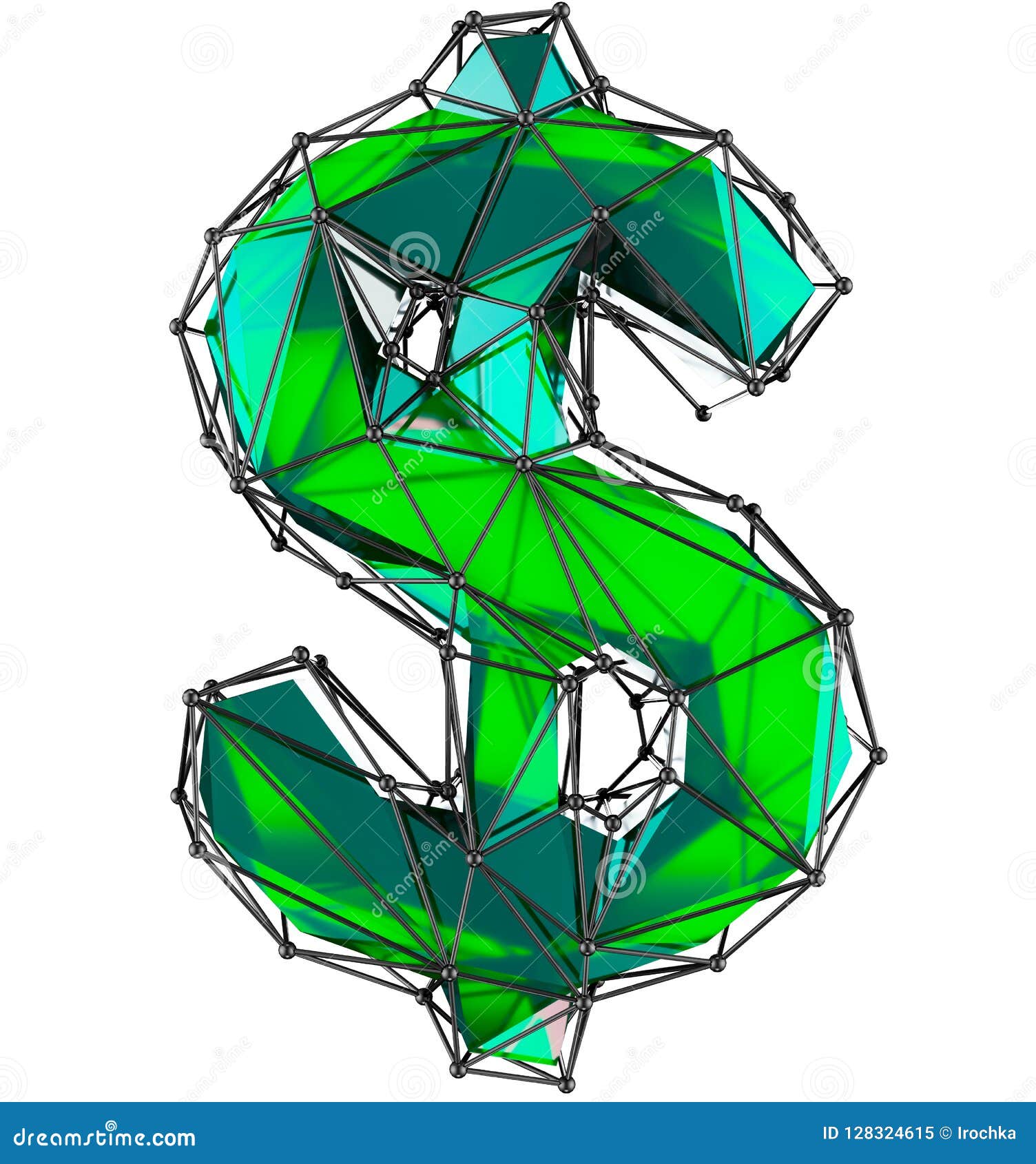 Dollar Sign Made in Low Poly Style Green Color Isolated on White ...