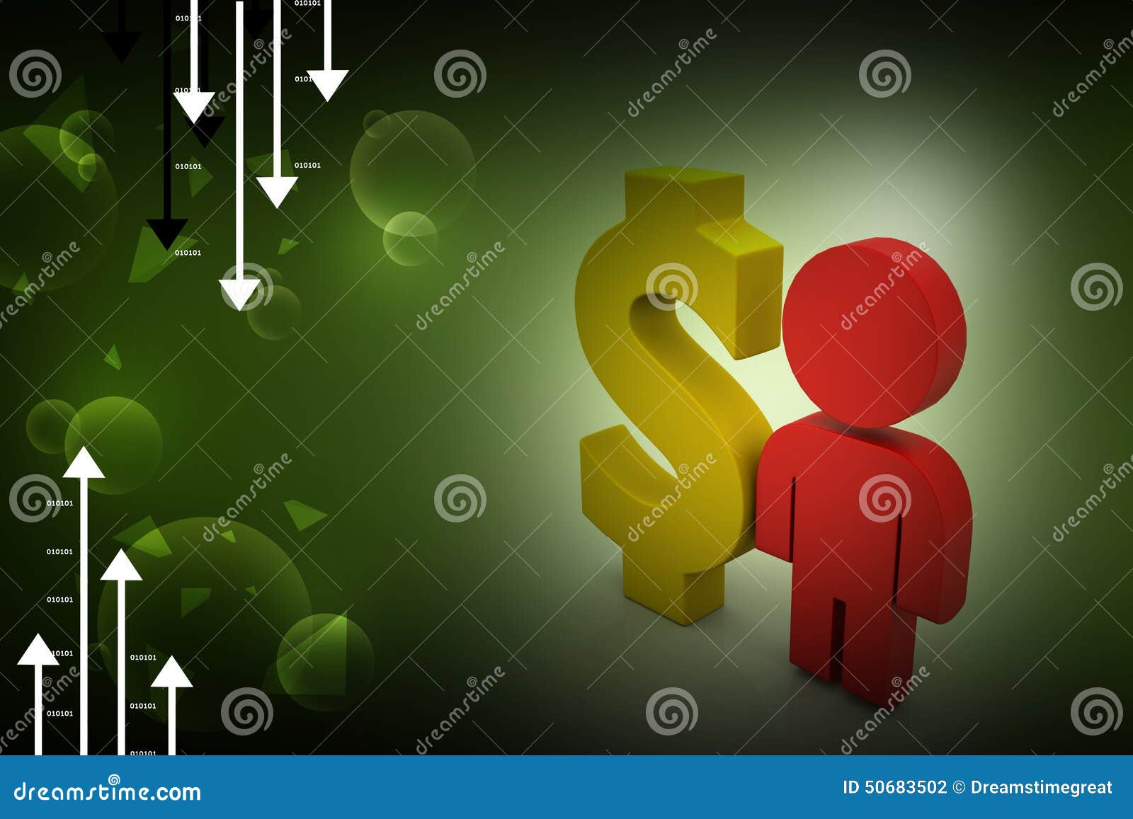 Dollar sign with man stock illustration. Illustration of investment ...