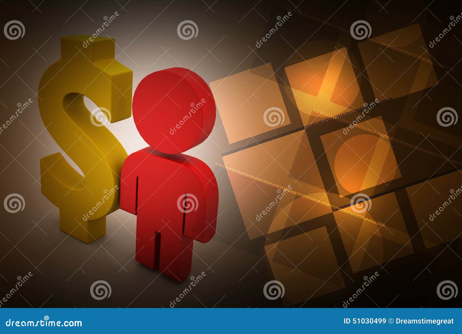 Dollar sign with man stock illustration. Illustration of making - 51030499