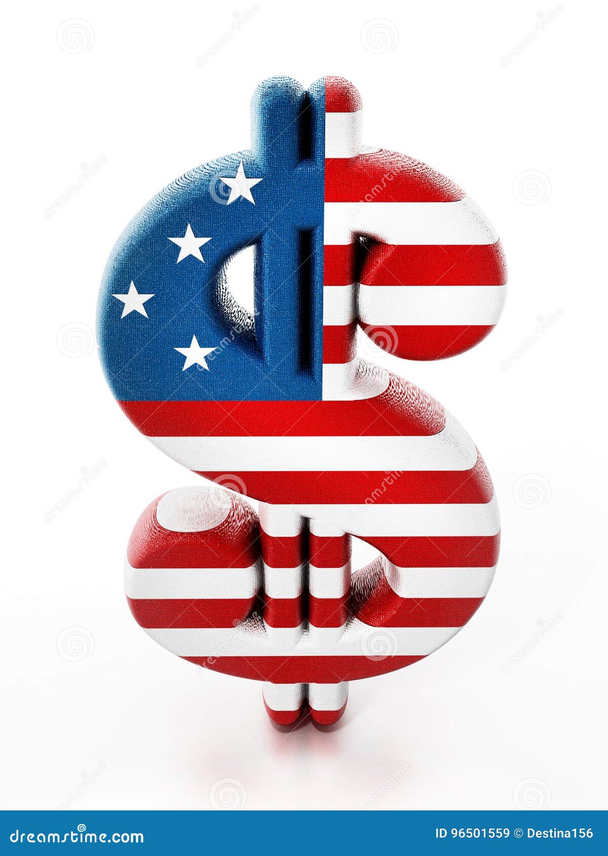 Dollar Sign Mapped with American Flag Texture. 3D Illustration Stock ...