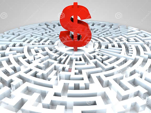 Dollar sign in maze stock illustration. Illustration of entrance - 27349116