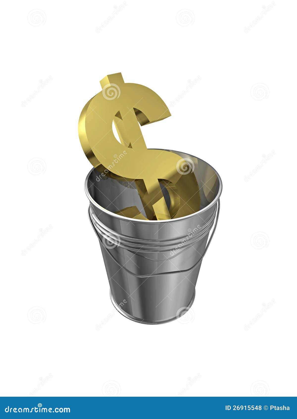 The Dollar Sign in Metal Bucket Stock Illustration - Illustration of ...