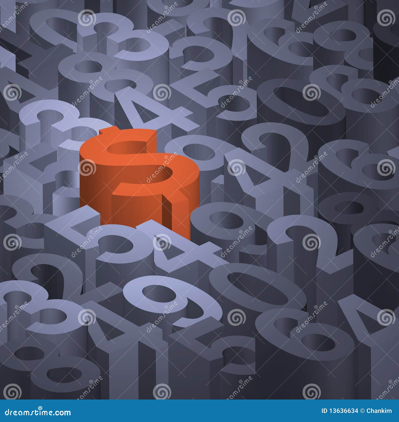 Dollar sign on numbers stock illustration. Illustration of sign - 13636634