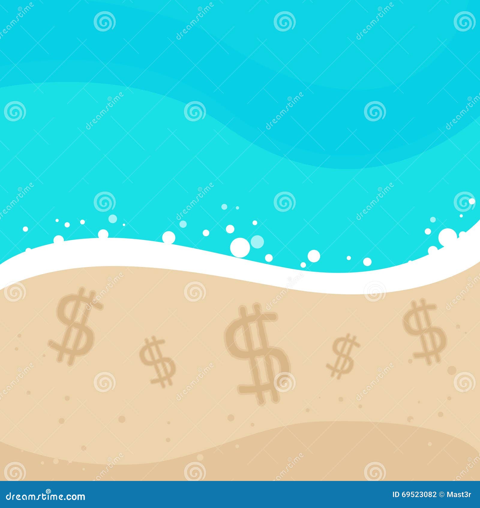 Dollar Sign Offshore Sand Beach Stock Vector - Illustration of ...