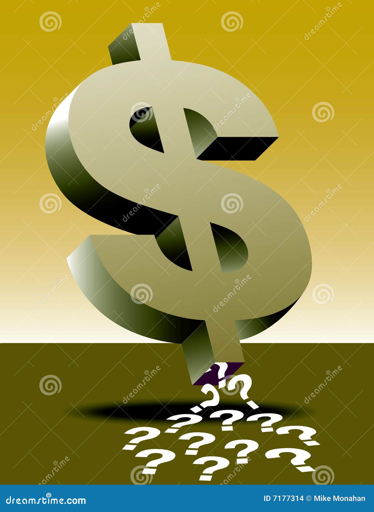 Dollar Sign and Question Marks Stock Vector - Illustration of worry ...