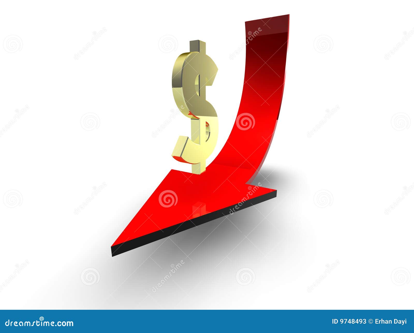 Dollar sign on red arrow stock illustration. Illustration of downward ...
