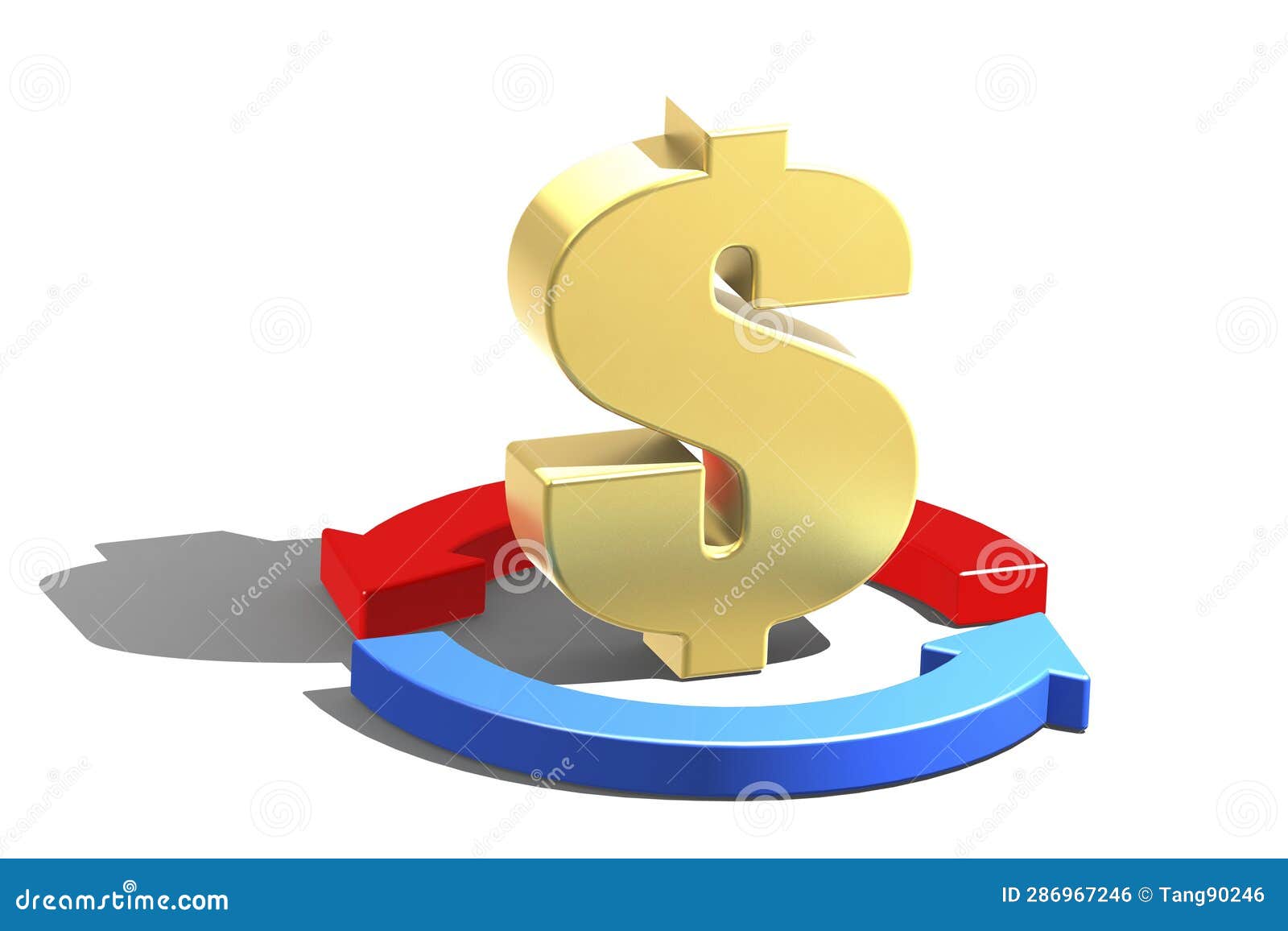 Dollar Sign with Red and Blue Arrows Stock Illustration - Illustration ...