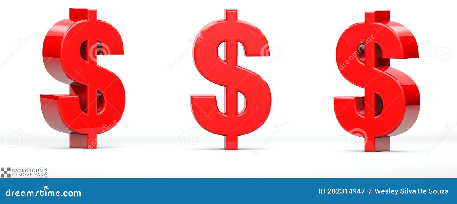 Dollar Sign of Red Color in 3 Positions. 3d Render Illustration at ...