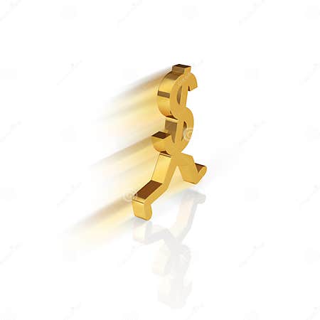 Dollar Sign Running Away Fast Stock Illustration - Illustration of ...