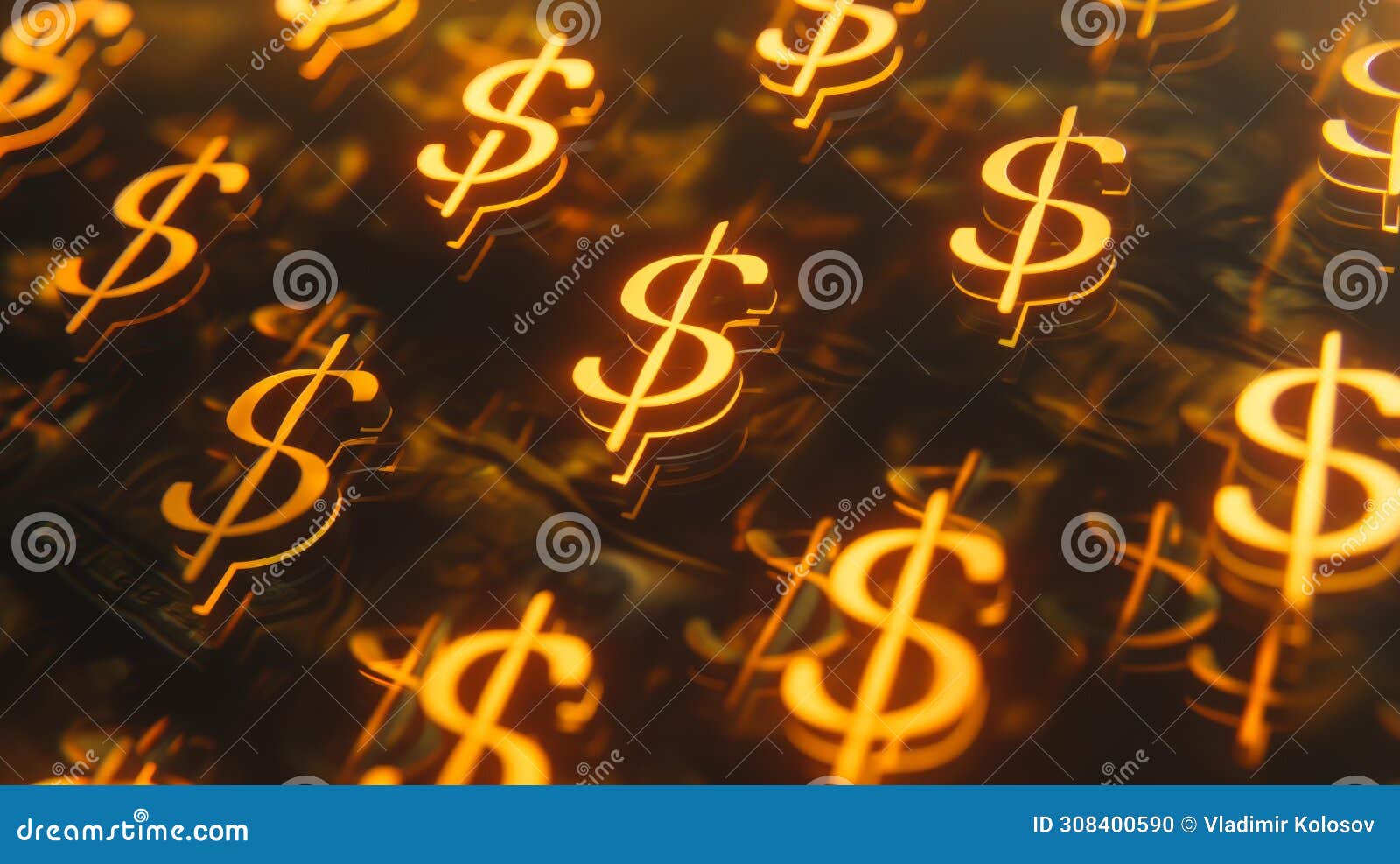 Dollar Sign Seamless Pattern, Poster with Smooth Lines. Stock ...