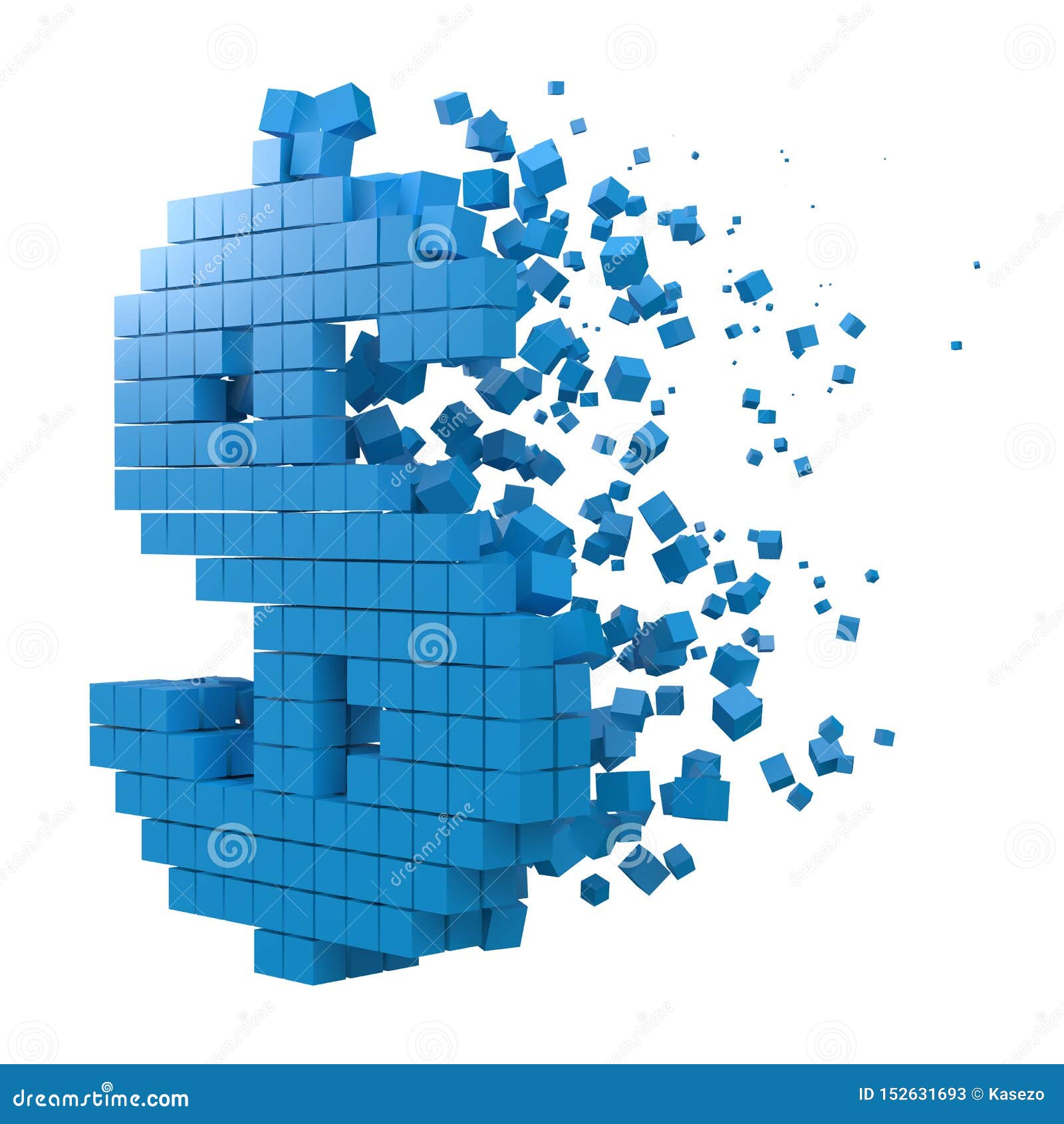 Dollar Sign Shaped Data Block Version With Blue Cubes Stock Vector Illustration Of Isometric