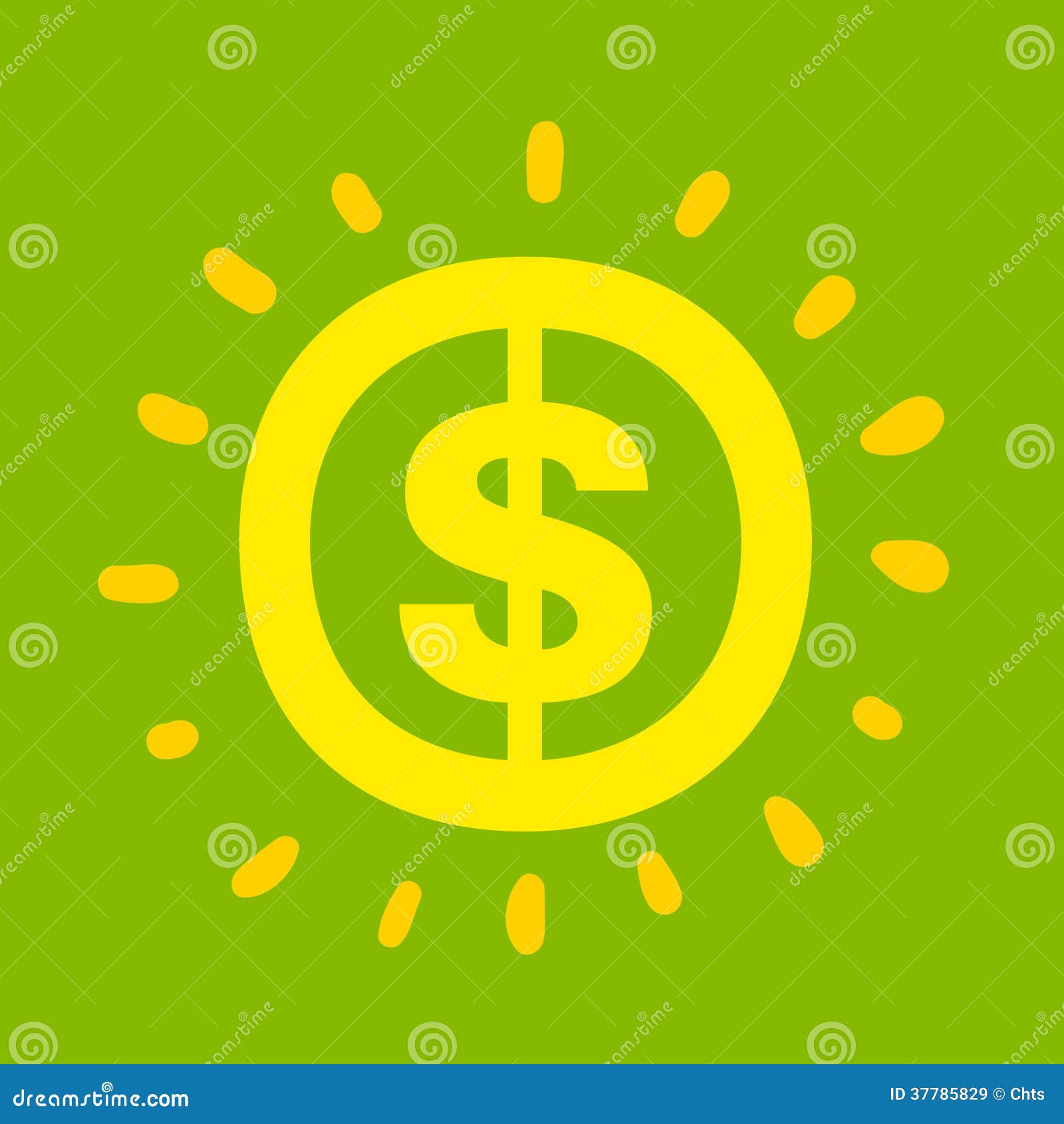 Dollar Sign Shinning Bright Yellow Stock Illustration - Illustration of ...