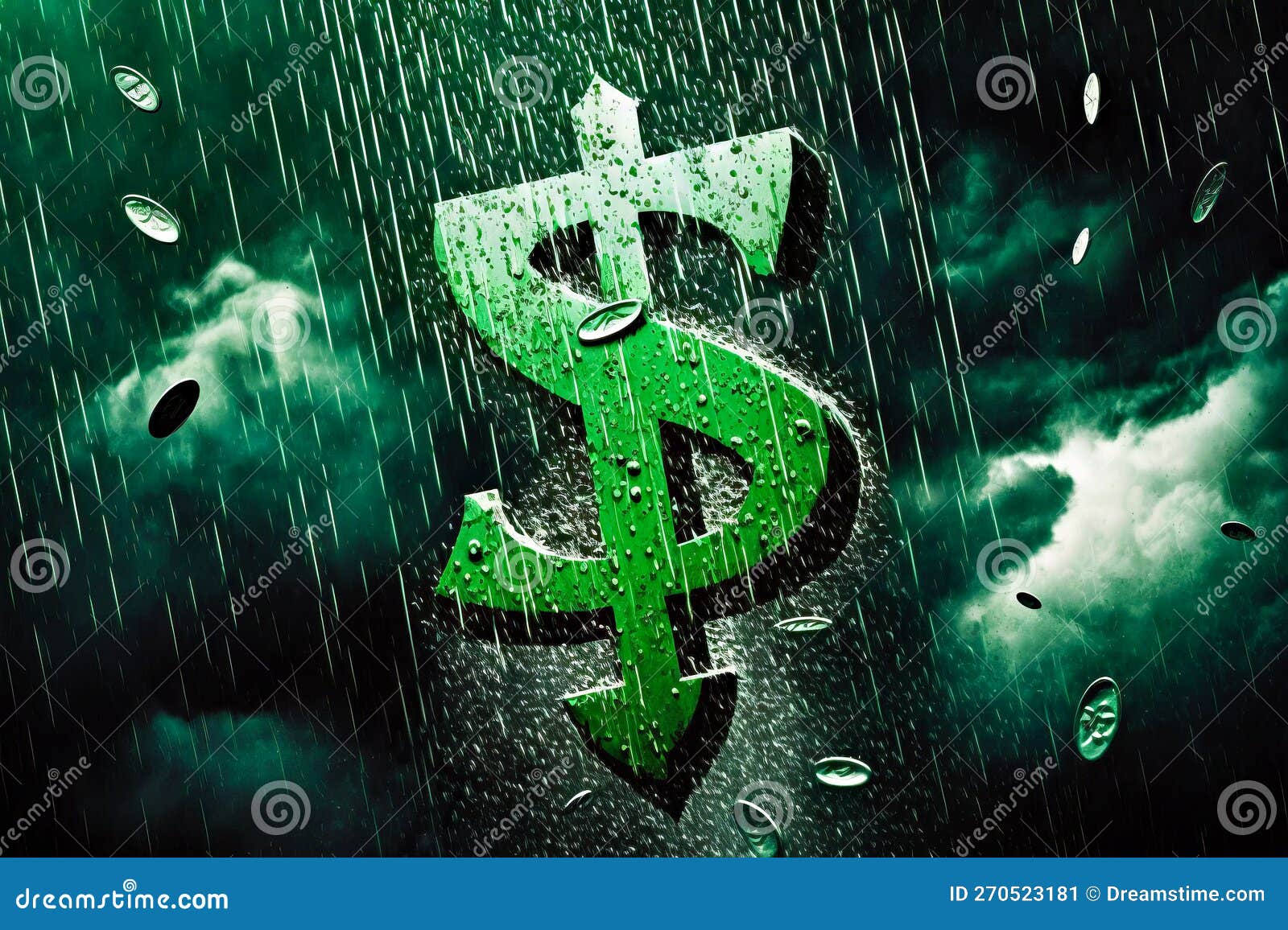 Dollar Sign is Shown in the Rain Generative AI Stock Illustration ...