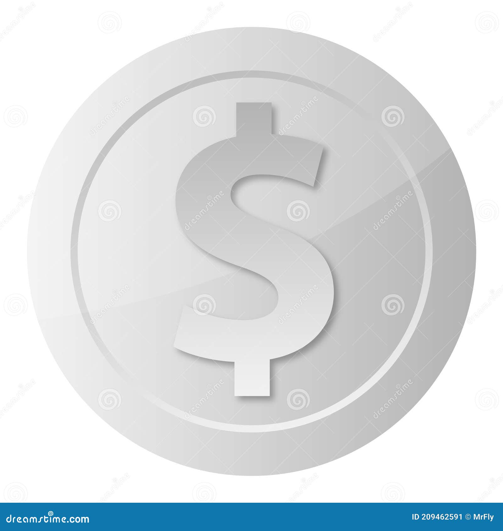 Dollar Sign on Silver Coin, Vector Illustration Stock Vector ...