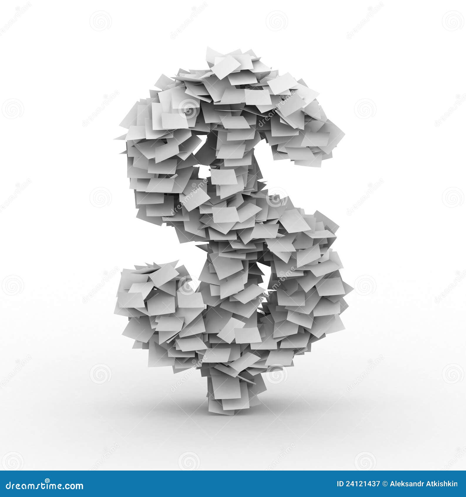 Dollar Sign, Stacked from Paper Sheets Stock Illustration ...