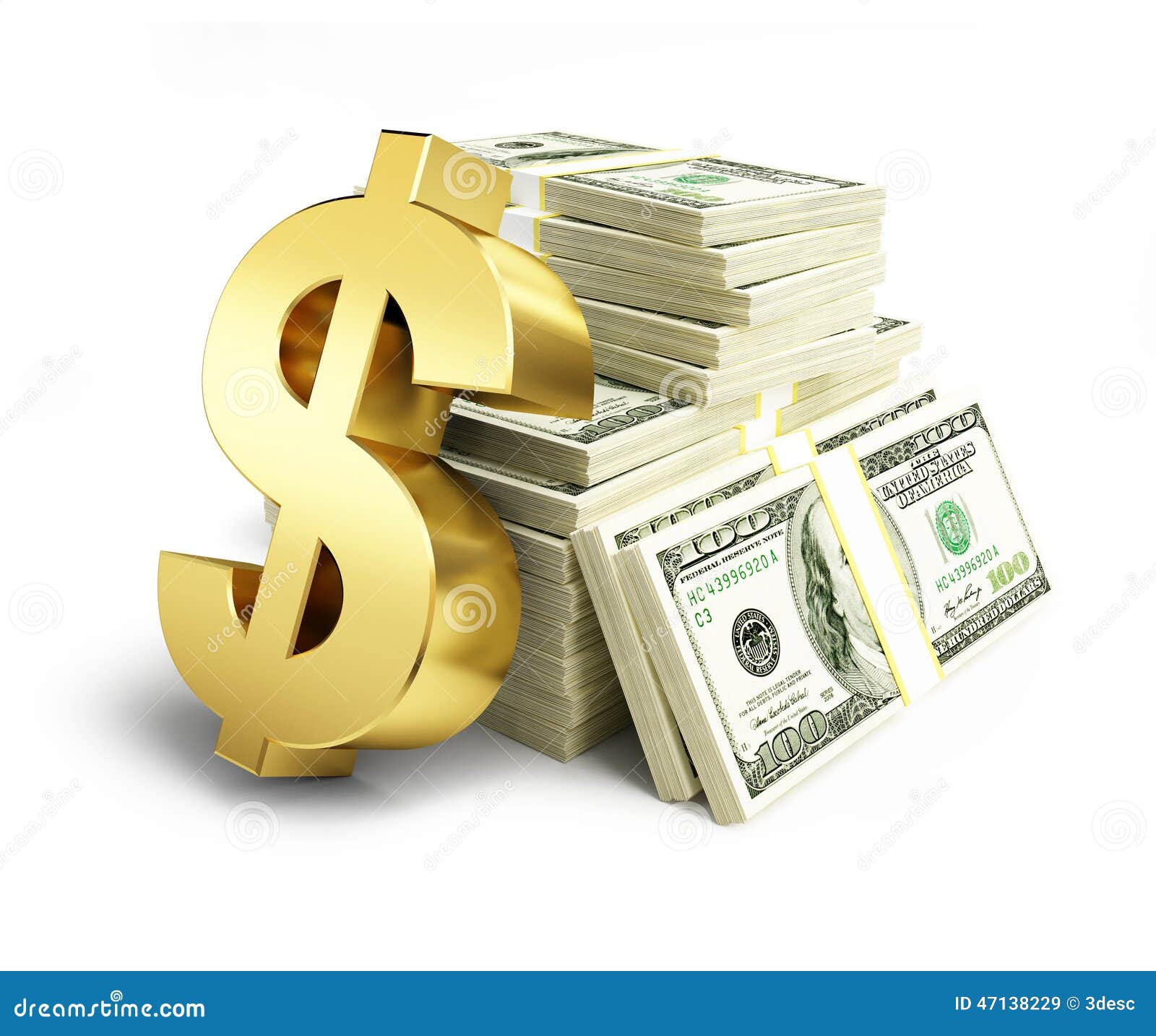 Dollar Sign Stacks Of Dollars Stock Illustration - Illustration of ...
