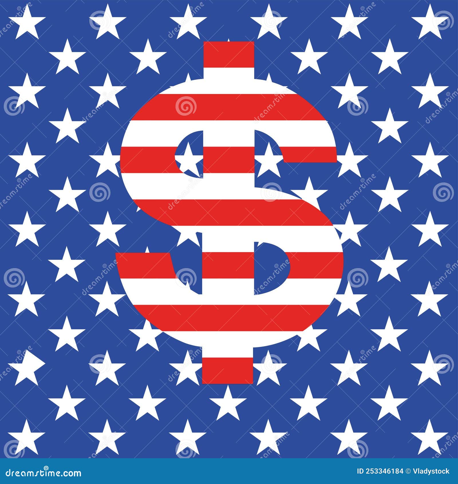 Dollar Sign in Style American Flag Stock Vector - Illustration of ...