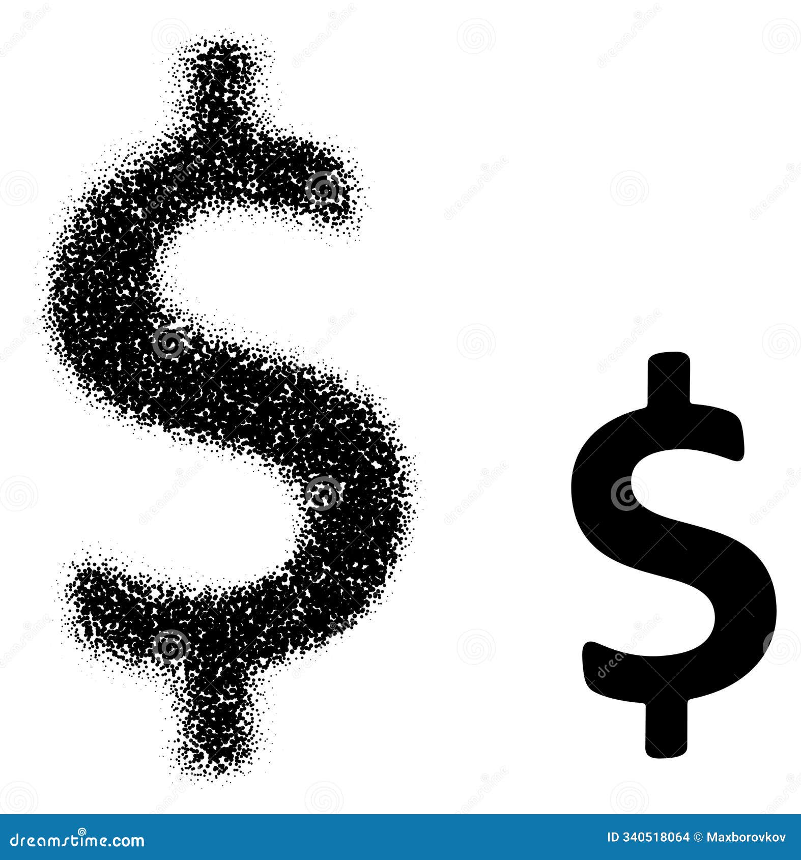 Dollar Sign Symbol in Dotted and Solid Design Vector Stock Illustration ...