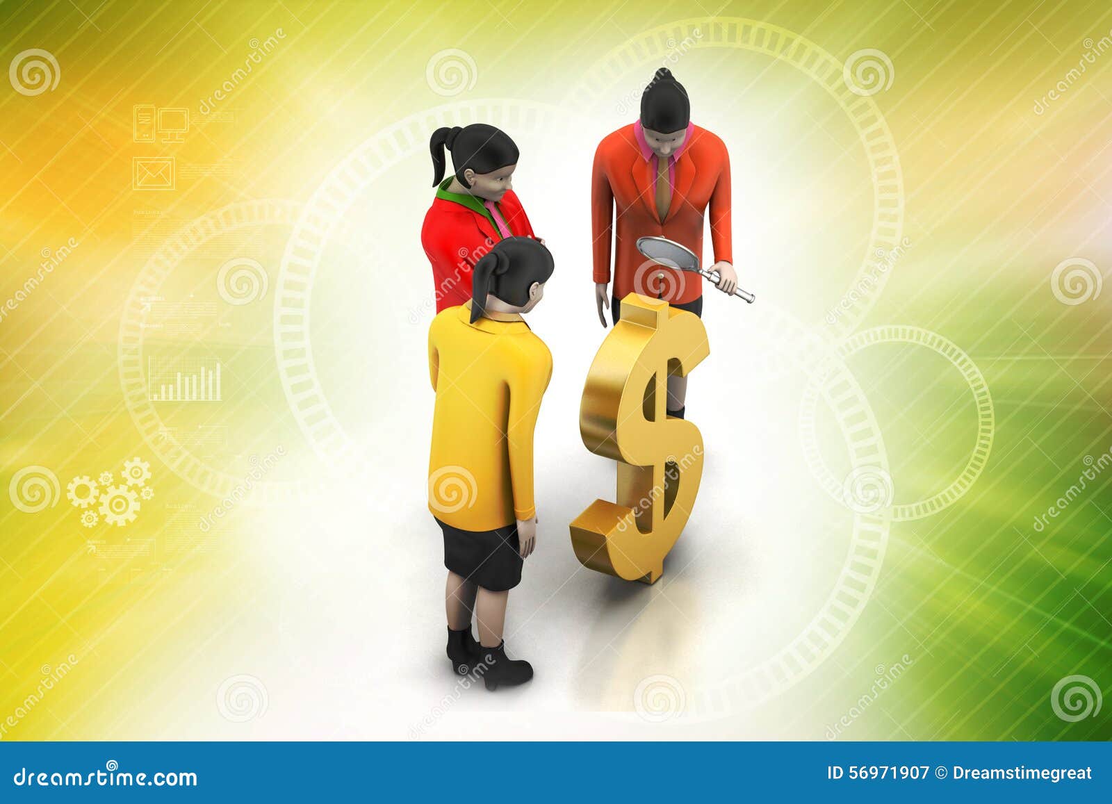 Dollar sign with a team stock illustration. Illustration of computer ...
