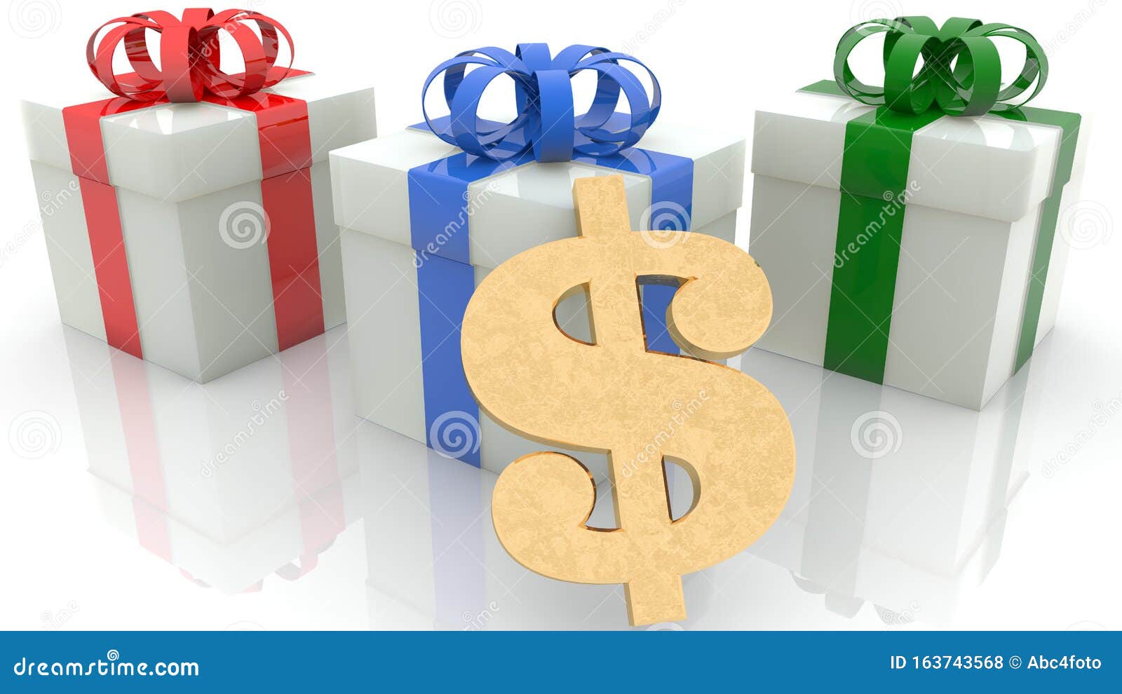 Dollar Sign with Three Gift Boxes Stock Illustration - Illustration of ...