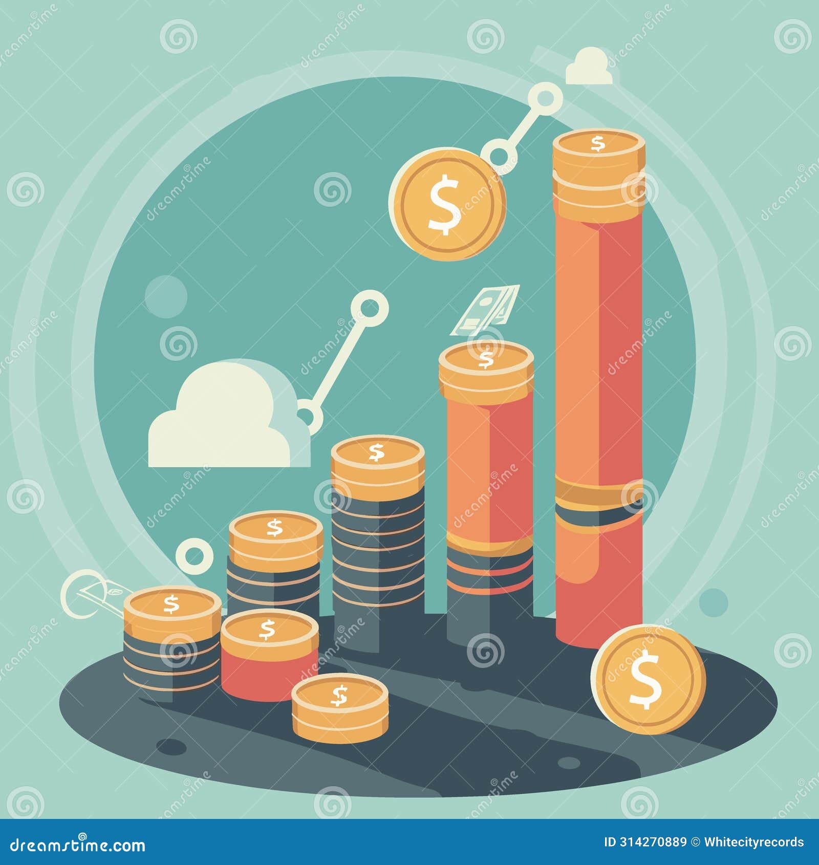 A Dollar Sign is on Top of a Graph that Shows a Line Going Up Stock ...
