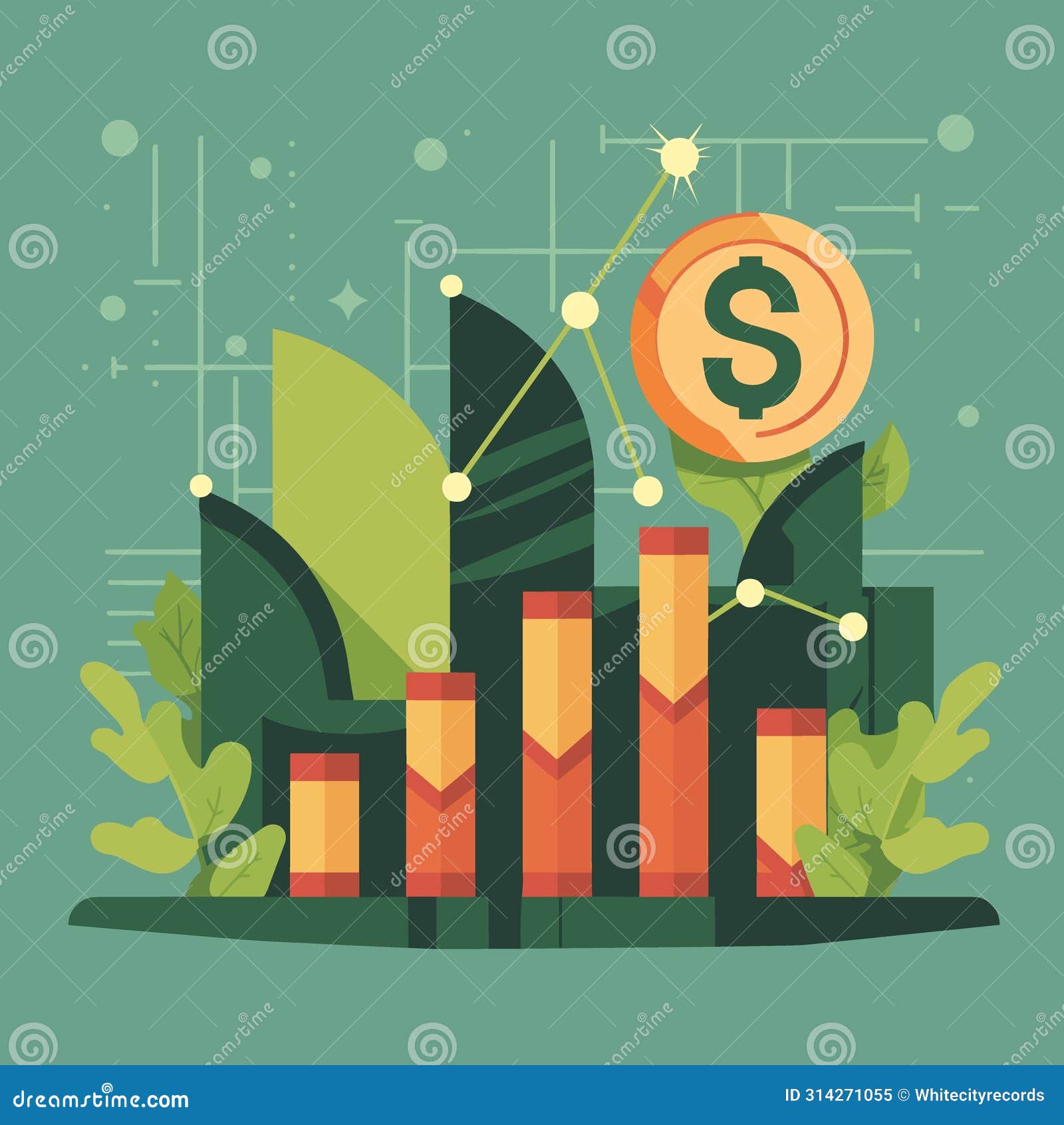 A Dollar Sign is on Top of a Graph that Shows a Line Going Up Stock ...