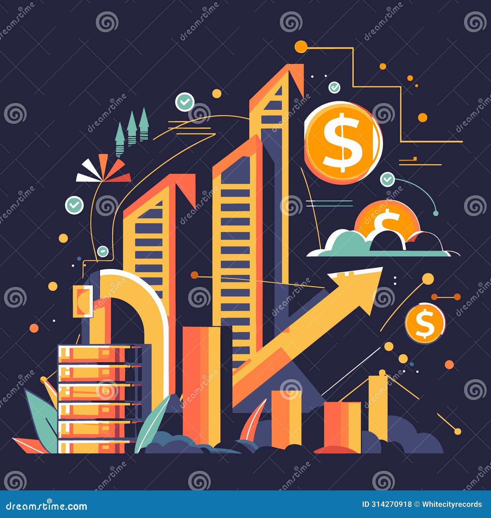 A Dollar Sign is on Top of a Graph that Shows a Line Going Up Stock ...