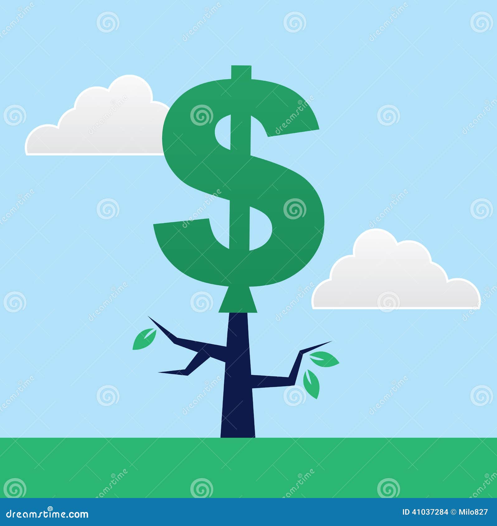 Dollar Sign Tree stock vector. Illustration of expensive - 41037284