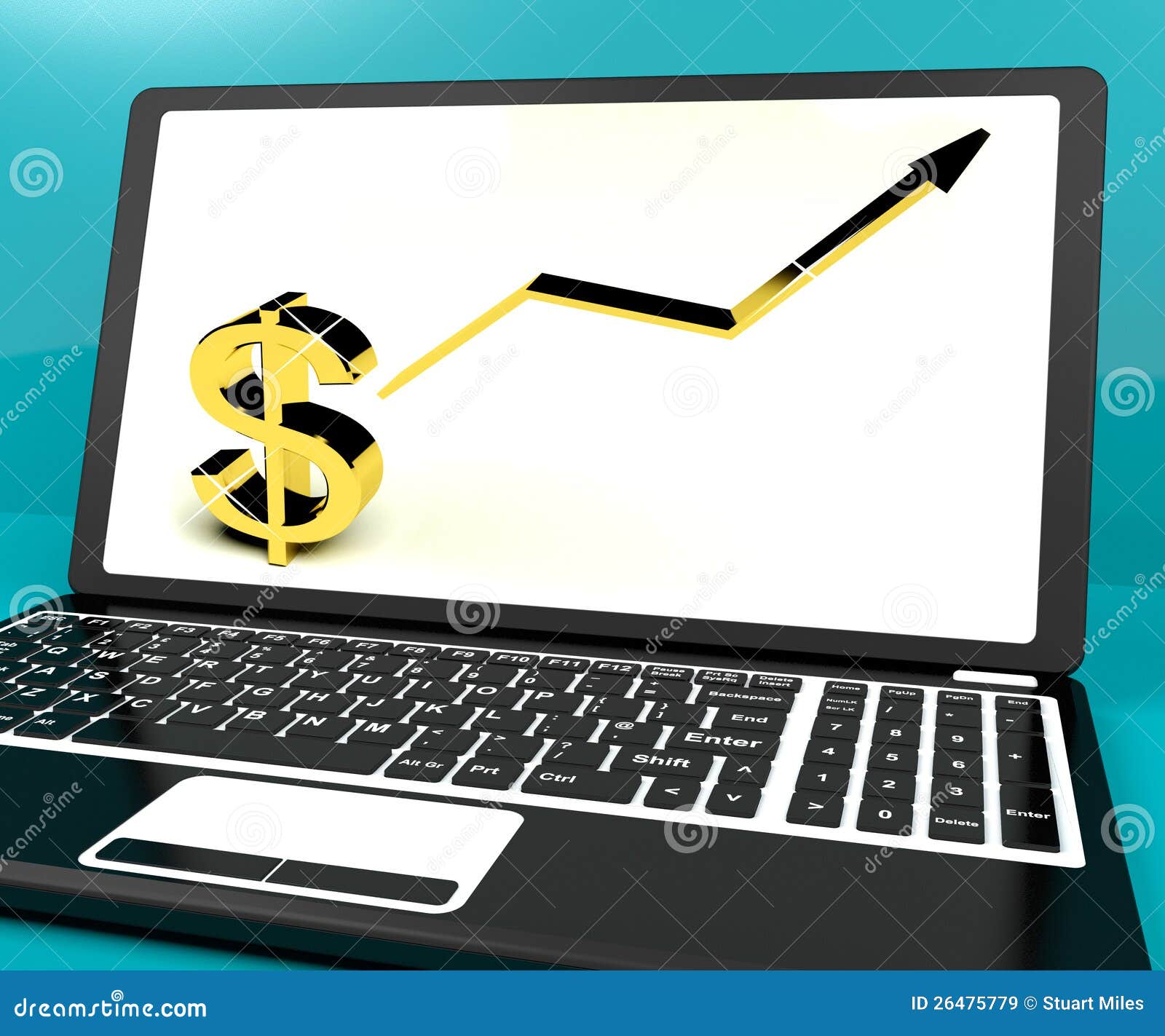 Dollar Sign and Up Arrow on Computer Stock Image - Image of earning ...