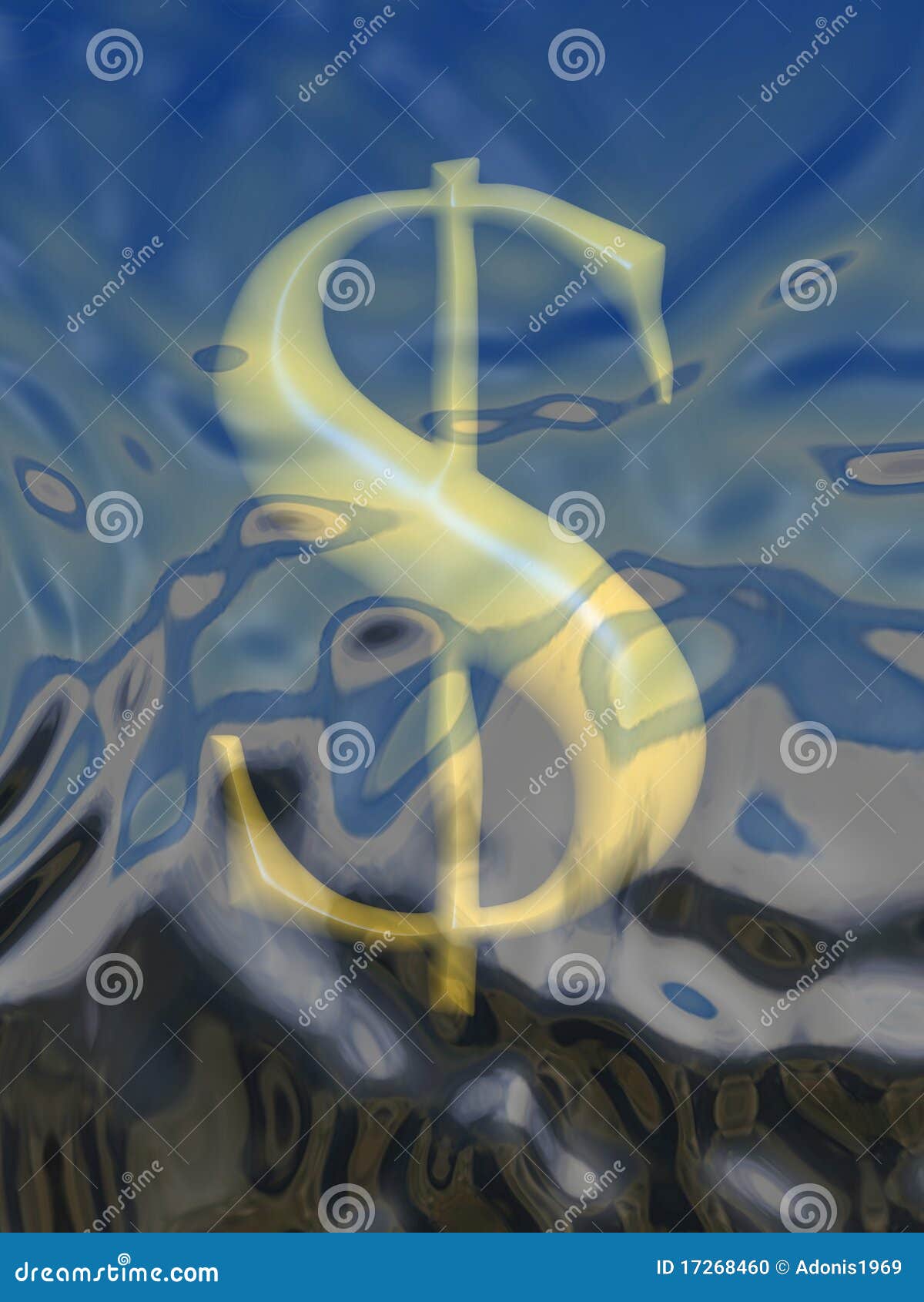 Dollar sign in water stock illustration. Illustration of effect - 17268460