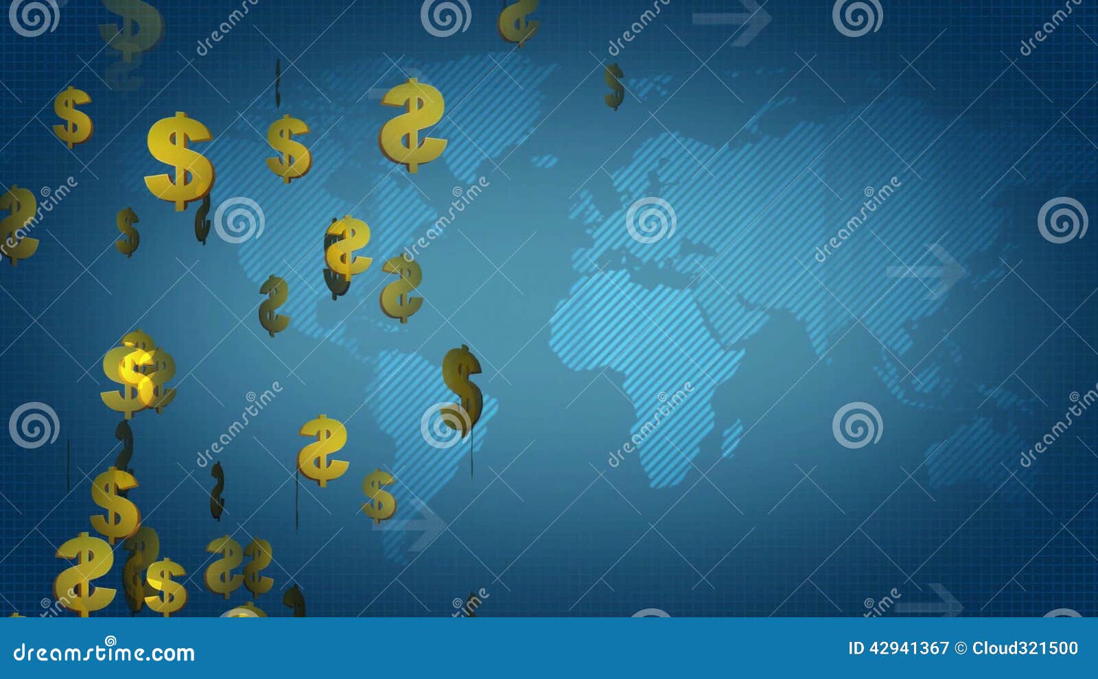 Dollar Sign on World Map stock video. Video of euro, asia - 42941367