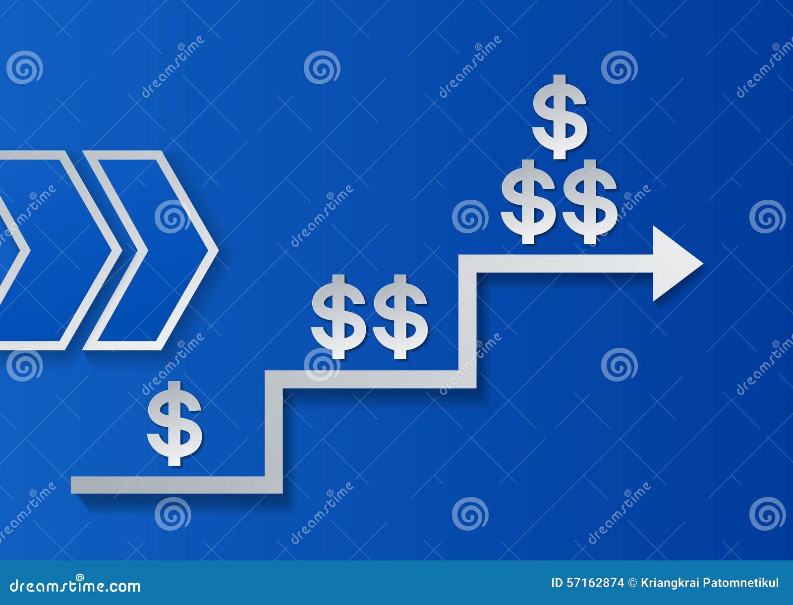Dollar Signs and Arrows on Blue Background. Success Progress Stock ...