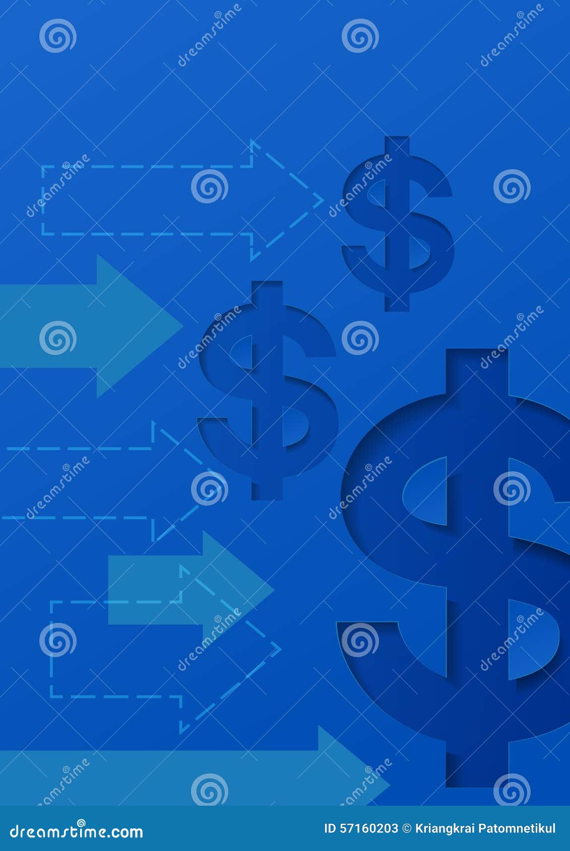 Dollar Signs and Arrows on Blue Background Stock Vector - Illustration ...