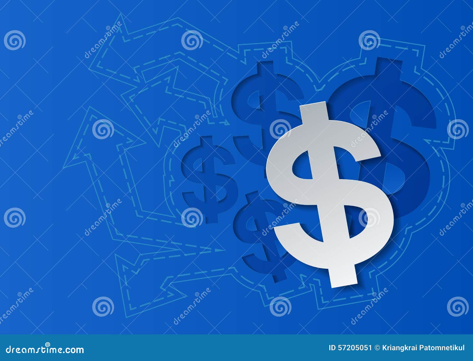 Dollar Signs and Arrows on Blue Background Stock Vector - Illustration ...