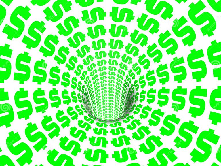 Dollar Signs Falling Down Hole Stock Illustration - Illustration of ...
