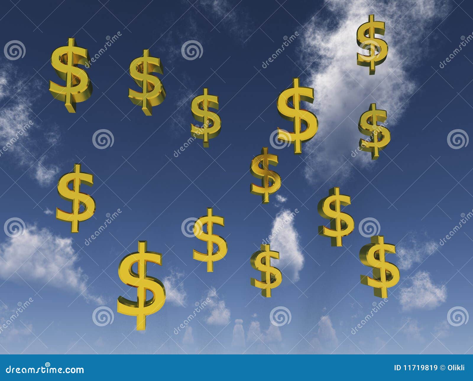 Dollar Signs in Front of Cloudy Sky Stock Illustration - Illustration ...