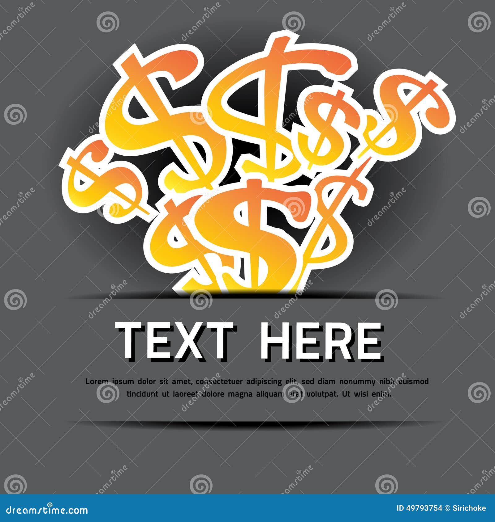 Dollar Signs on Gray Background. Vector Stock Illustration ...