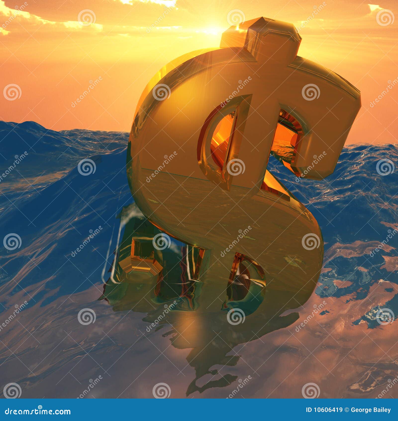 Dollar Sinking stock illustration. Illustration of dollar - 10606419