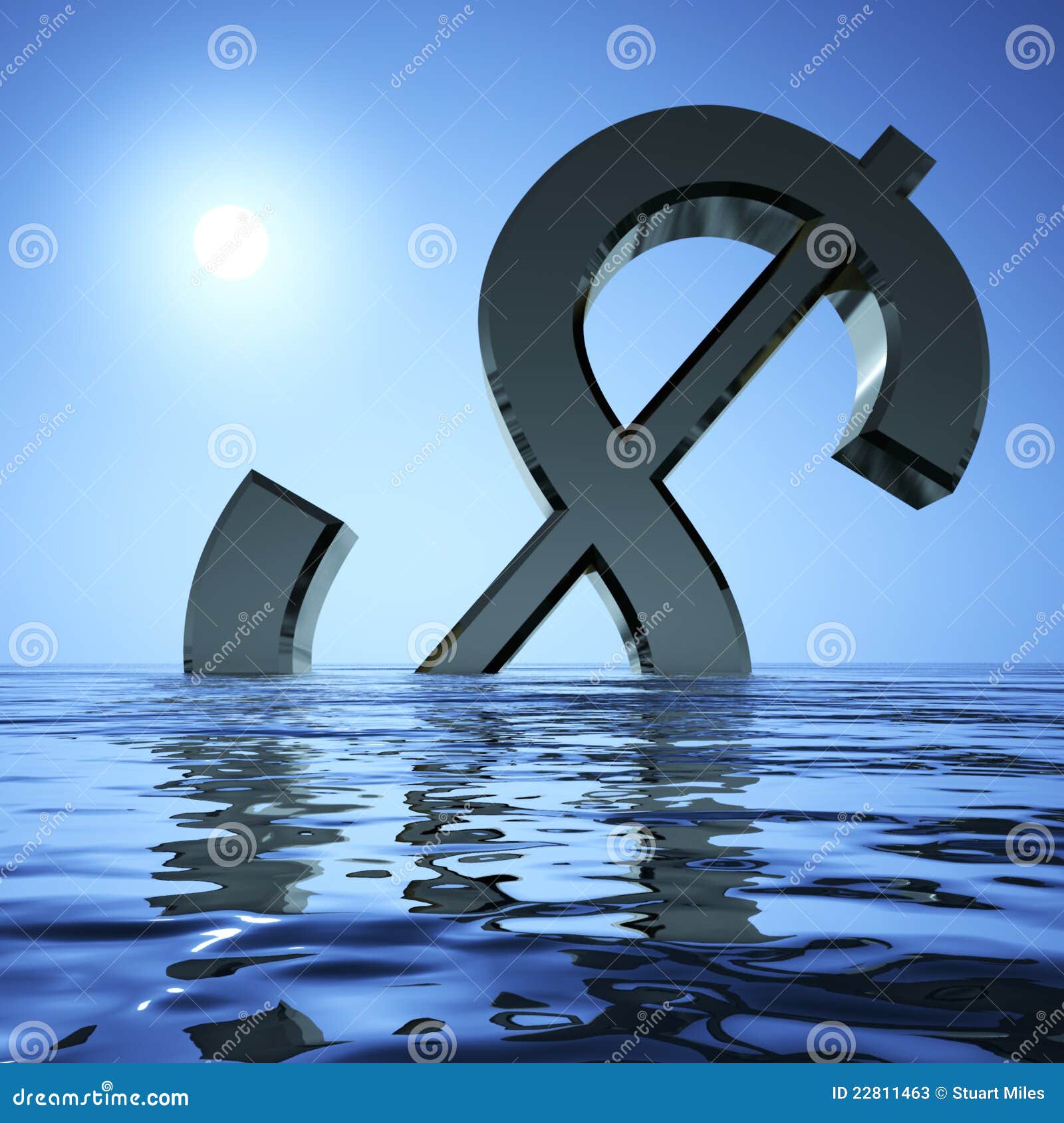 Dollar Sinking in the Sea stock illustration. Illustration of economy ...