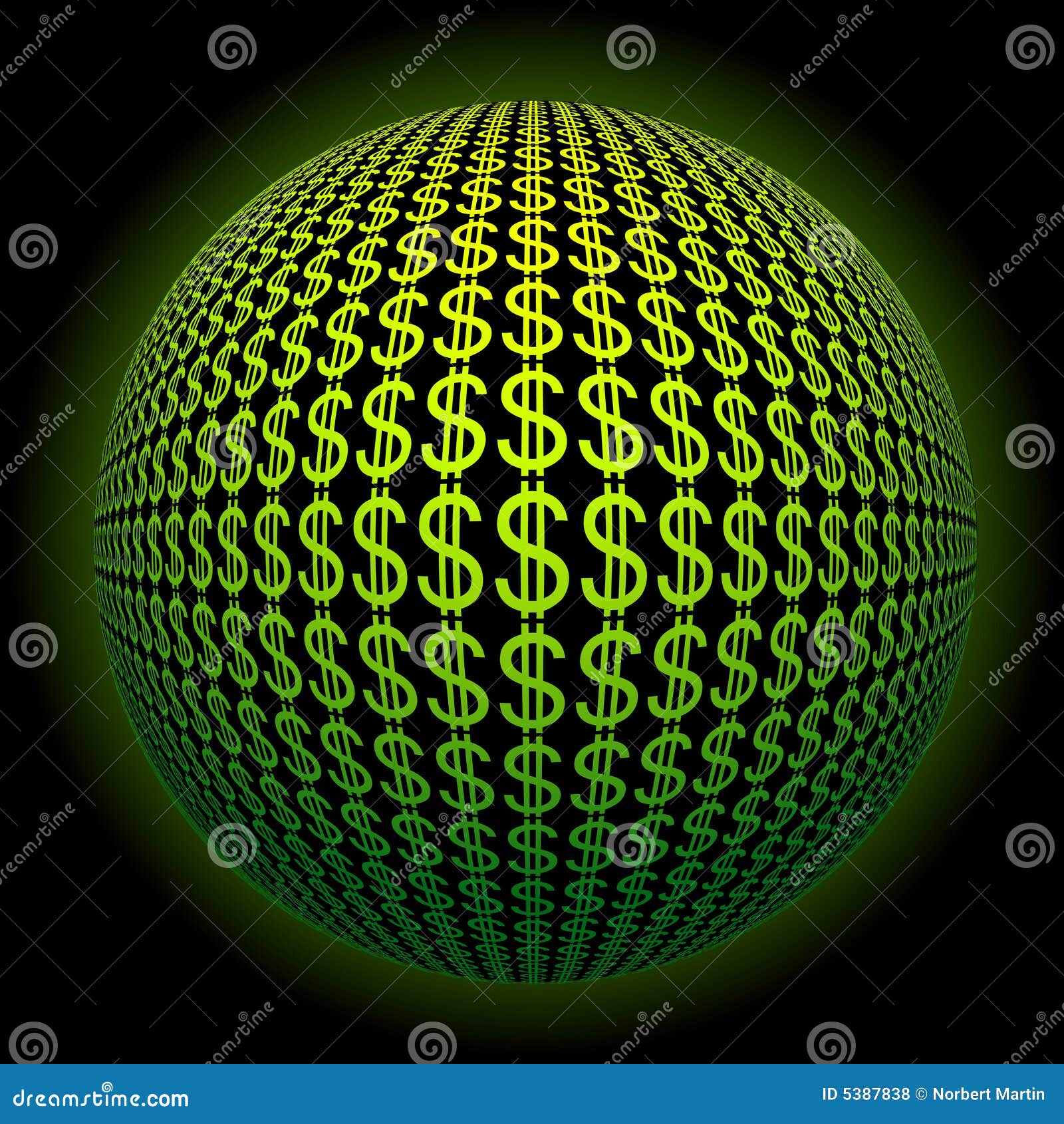 Dollar sphere stock vector. Illustration of cash, ball - 5387838