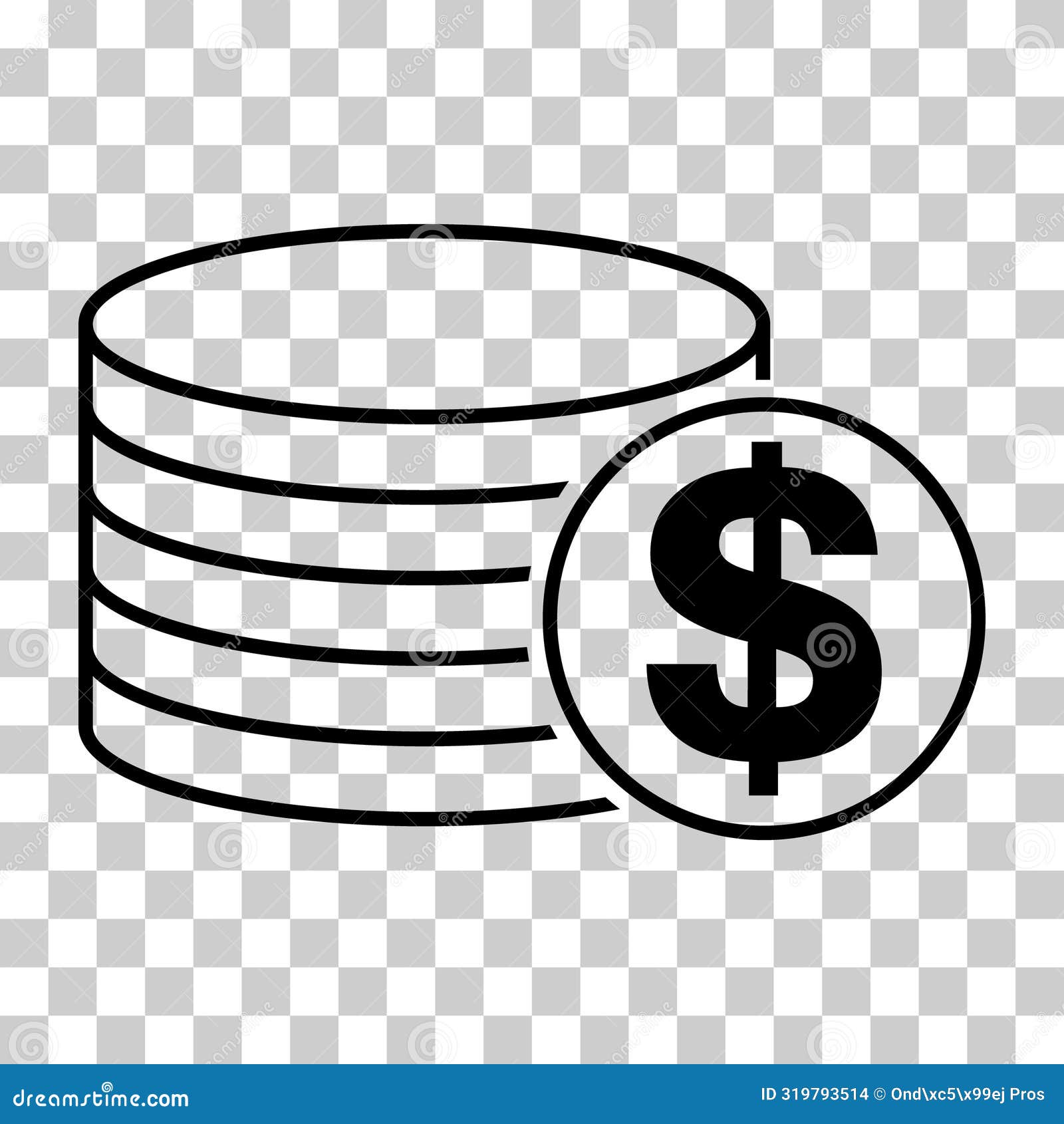 Dollar Stack Coin, Flat Icon Money Design, Cash Sign Vector ...